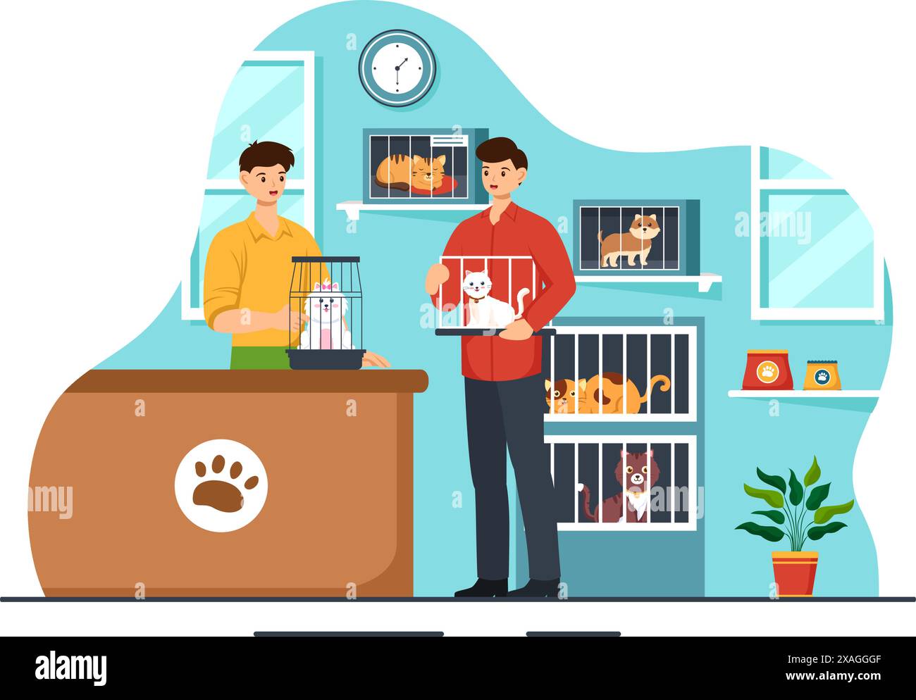 Vector Illustration of an Animal Adoption Agency Featuring Adopt a Pet ...