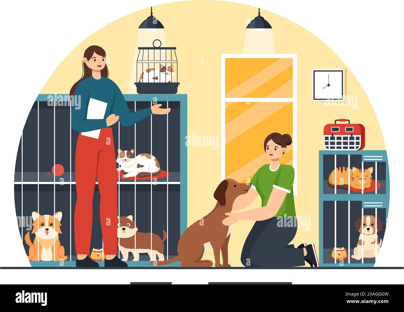 Vector Illustration of an Animal Adoption Agency Featuring Adopt a Pet ...