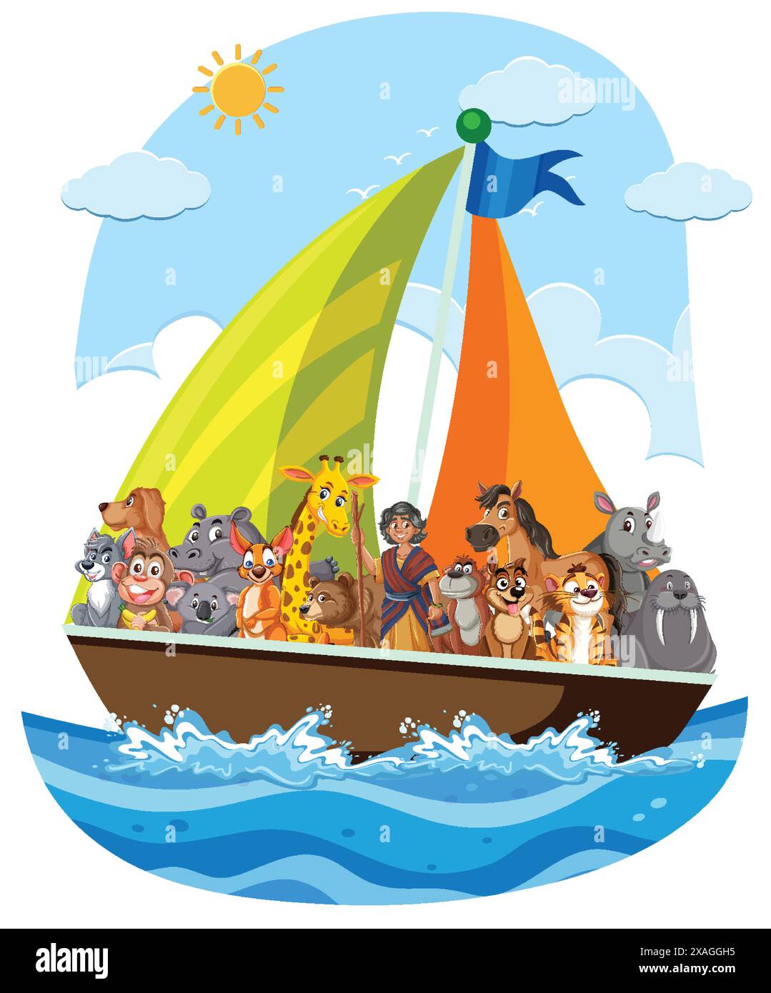 Animals and humans sailing together on a boat Stock Vector Image & Art ...
