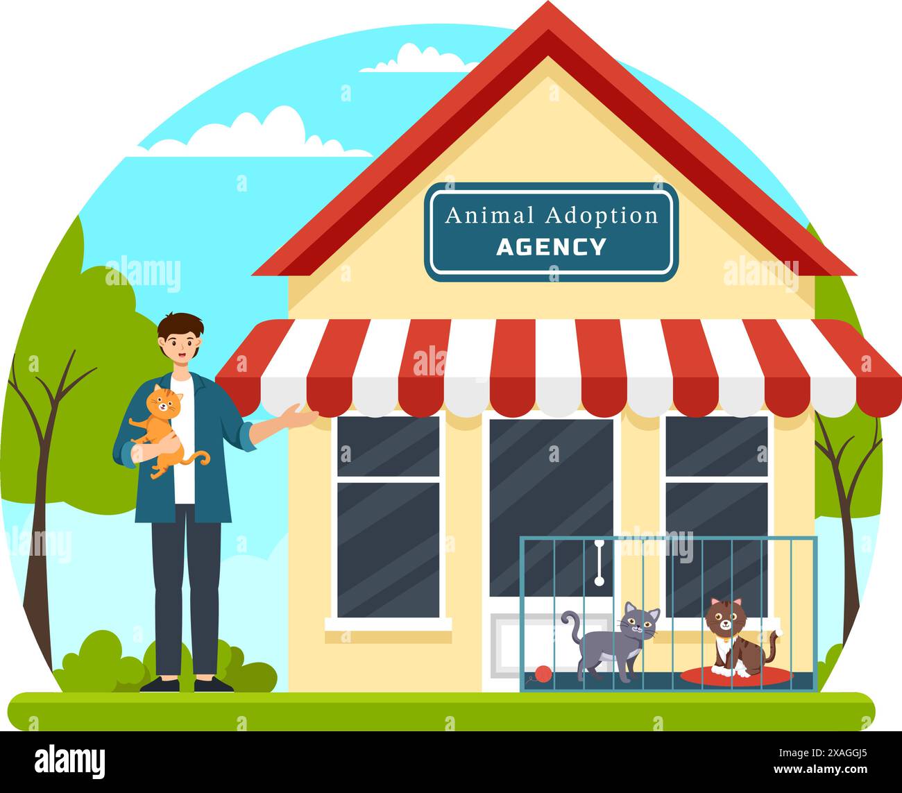 Vector Illustration of an Animal Adoption Agency Featuring Adopt a Pet ...