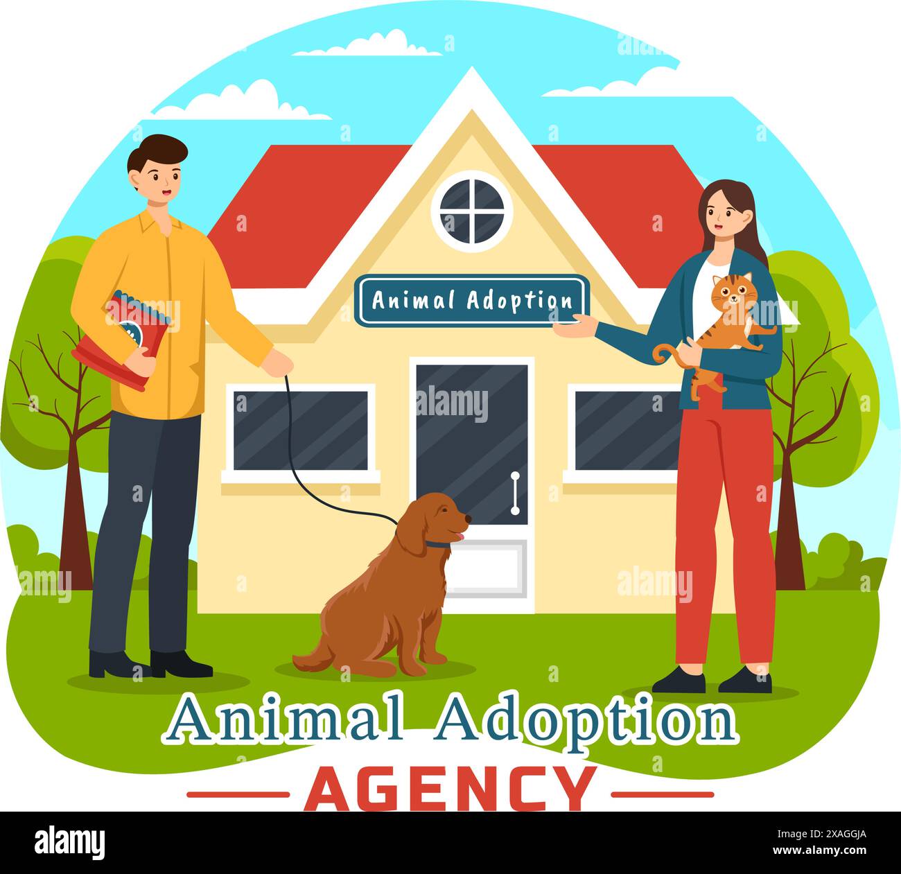 Vector Illustration of an Animal Adoption Agency Featuring Adopt a Pet ...