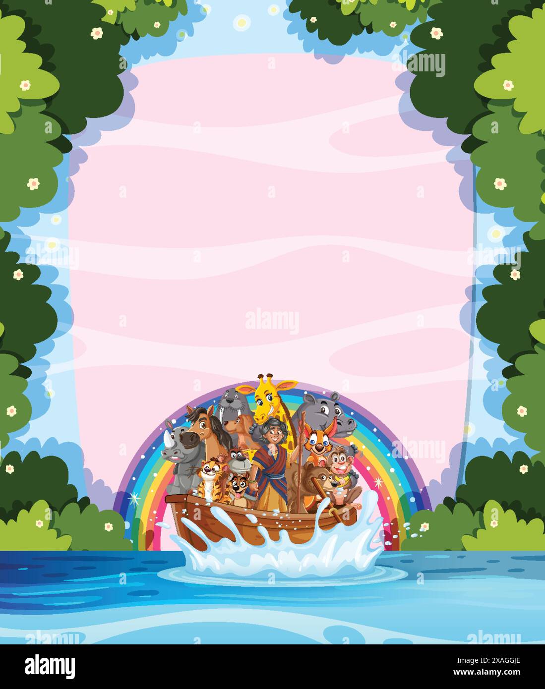 Animals sailing with a rainbow background Stock Vector Image & Art - Alamy