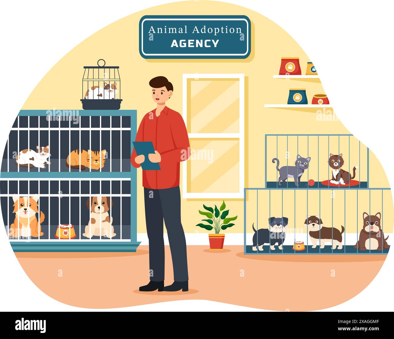 Vector Illustration of an Animal Adoption Agency Featuring Adopt a Pet ...