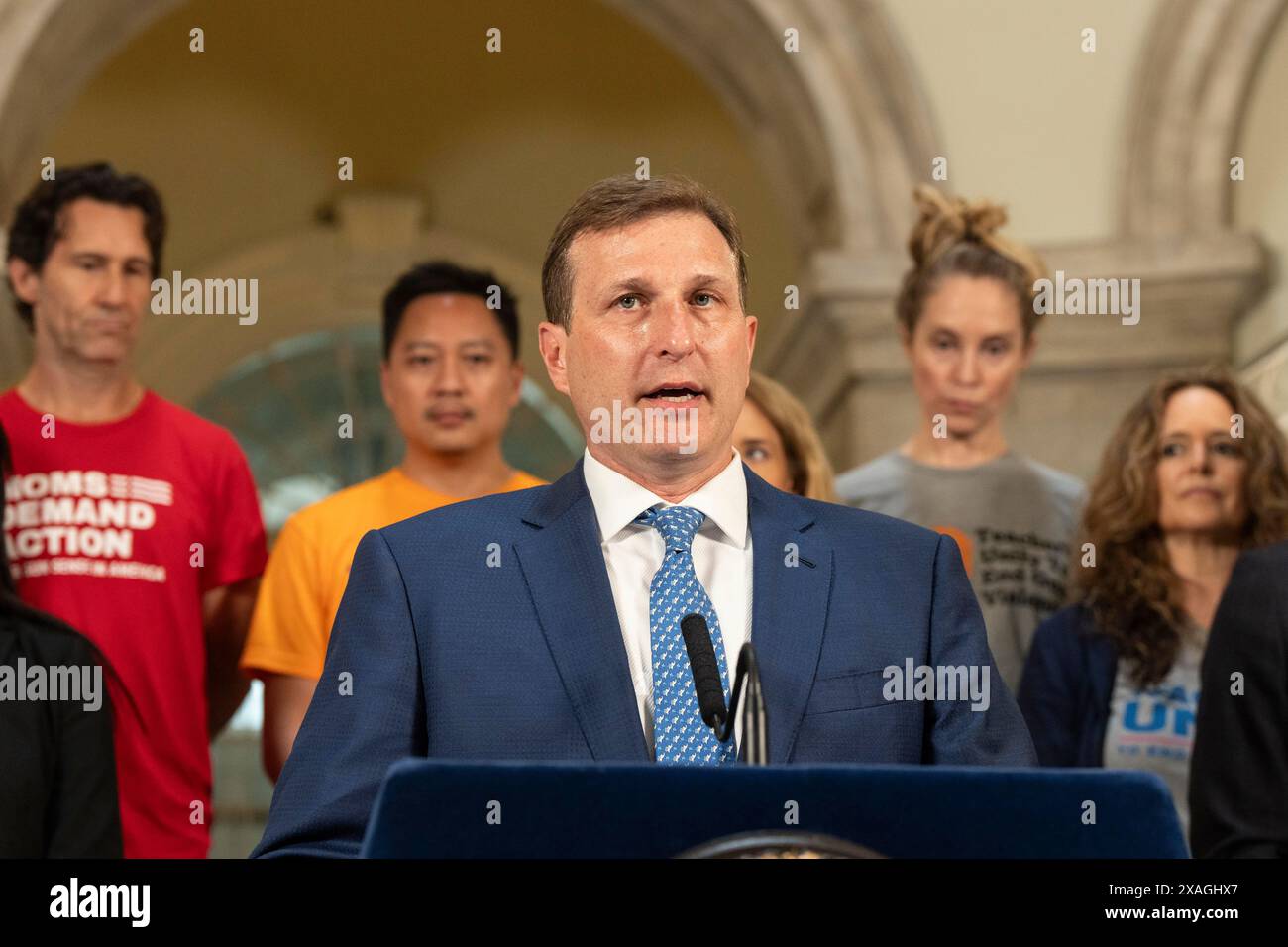 New York, New York, USA. 6th June, 2024. Congressman Dan Goldman speaks ...