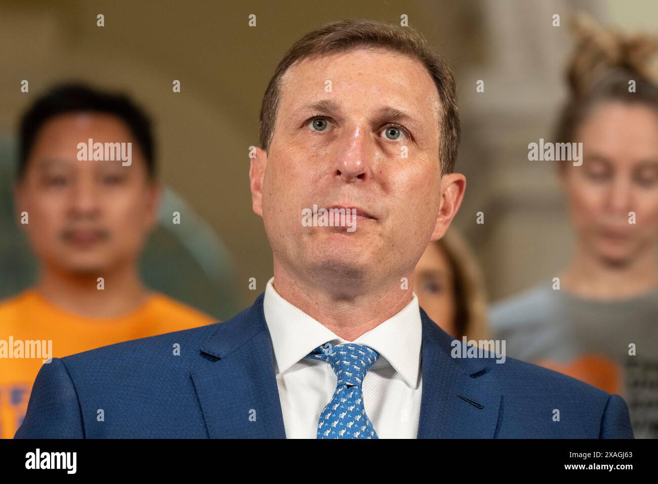 New York, New York, USA. 6th June, 2024. Congressman Dan Goldman speaks ...