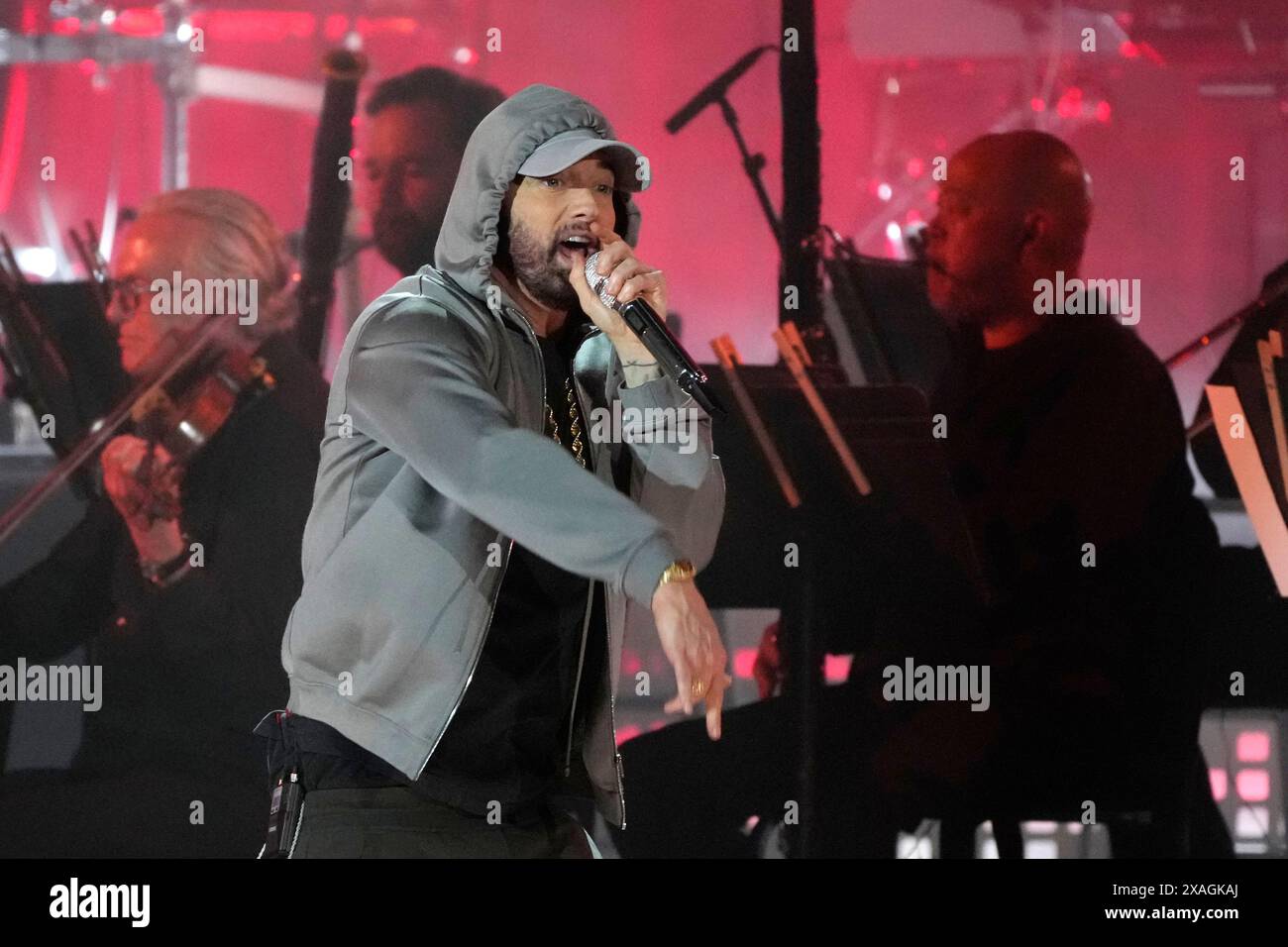 Eminem performs during a concert celebrating the historic reopening of ...