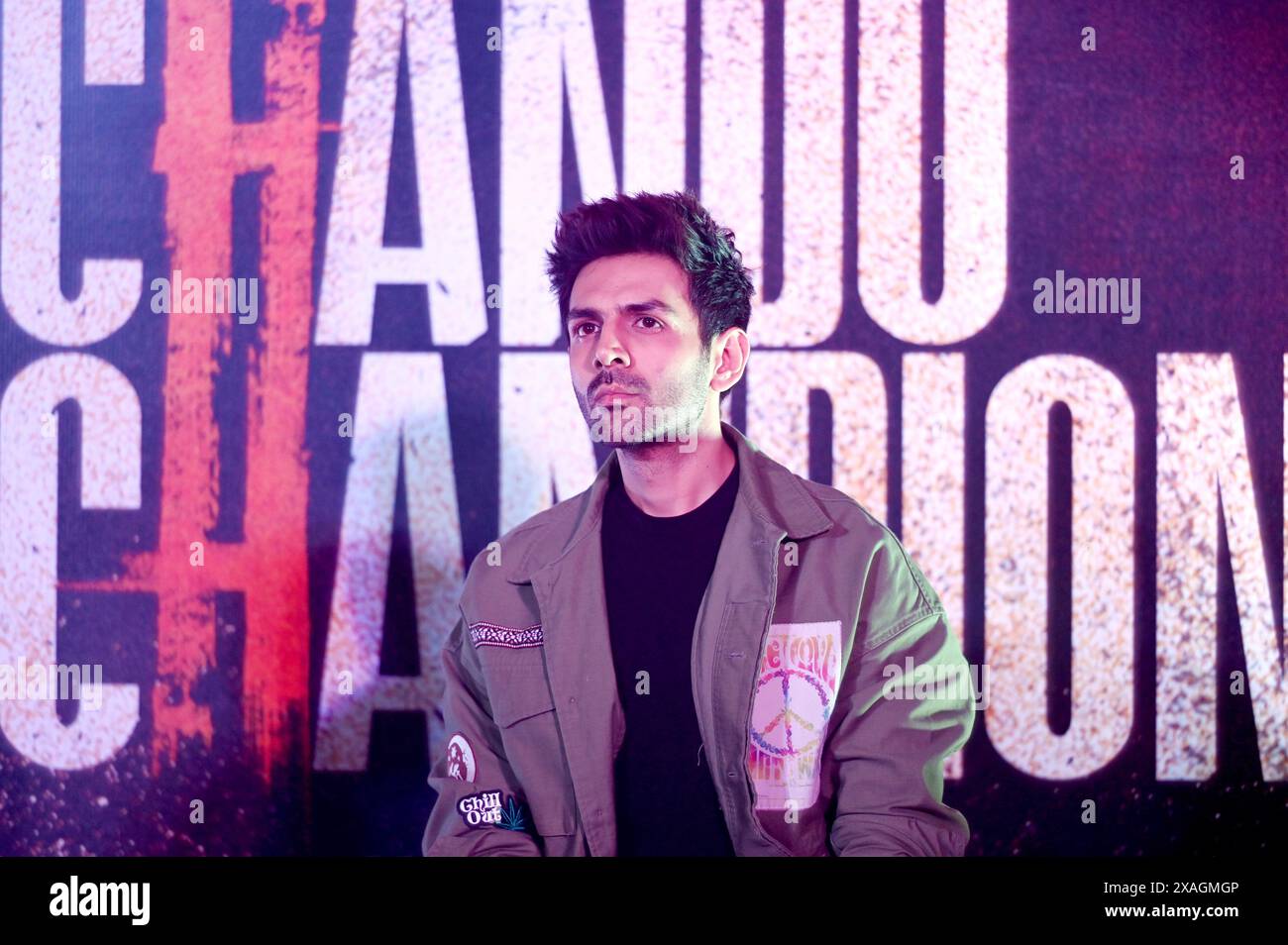 NOIDA, INDIA - JUNE 6: Bollywood actor Kartik Aaryan addressing press ...