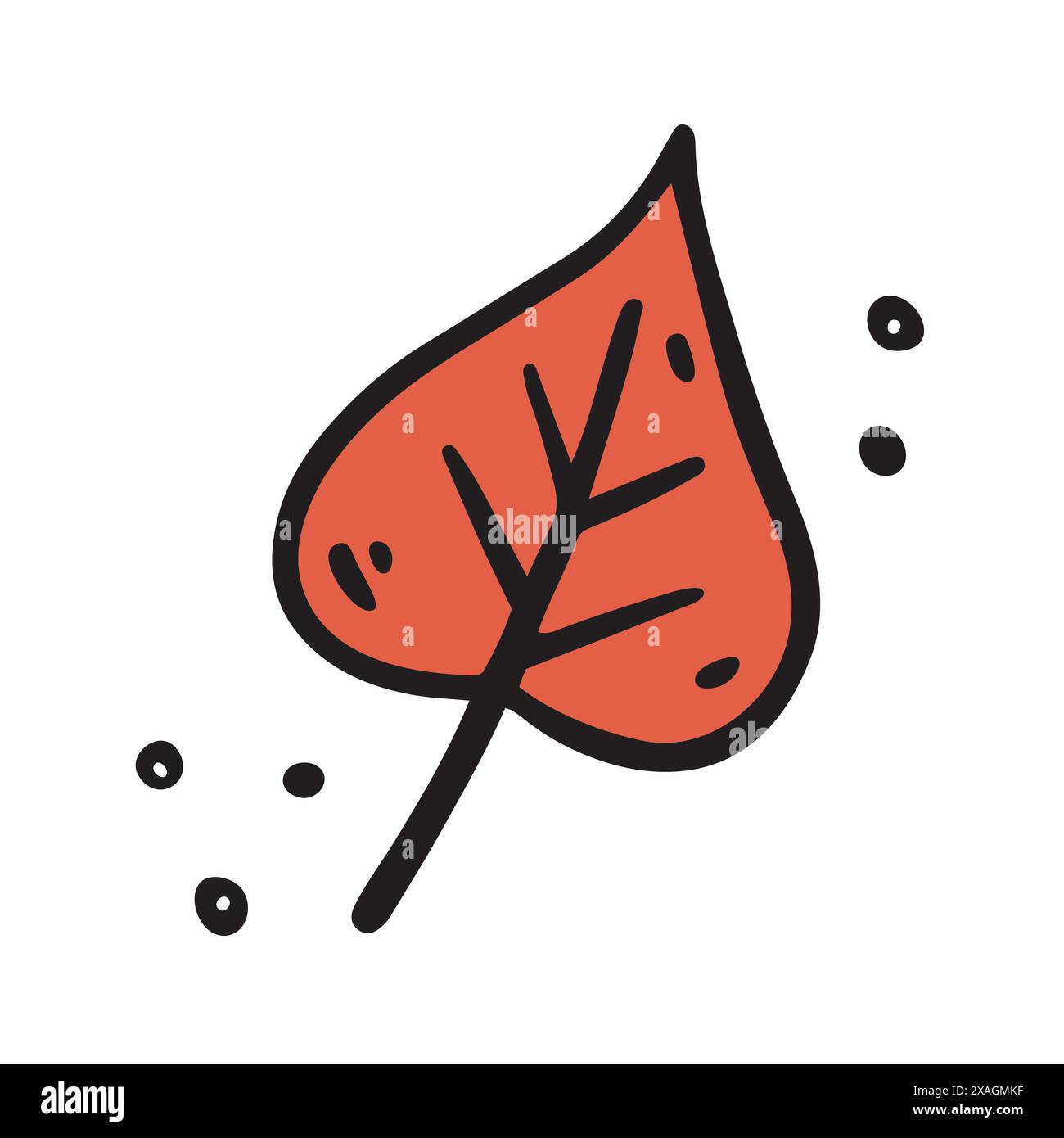 Hand drawn autumn Leaf of birch. Vector illustration in Doodle style ...