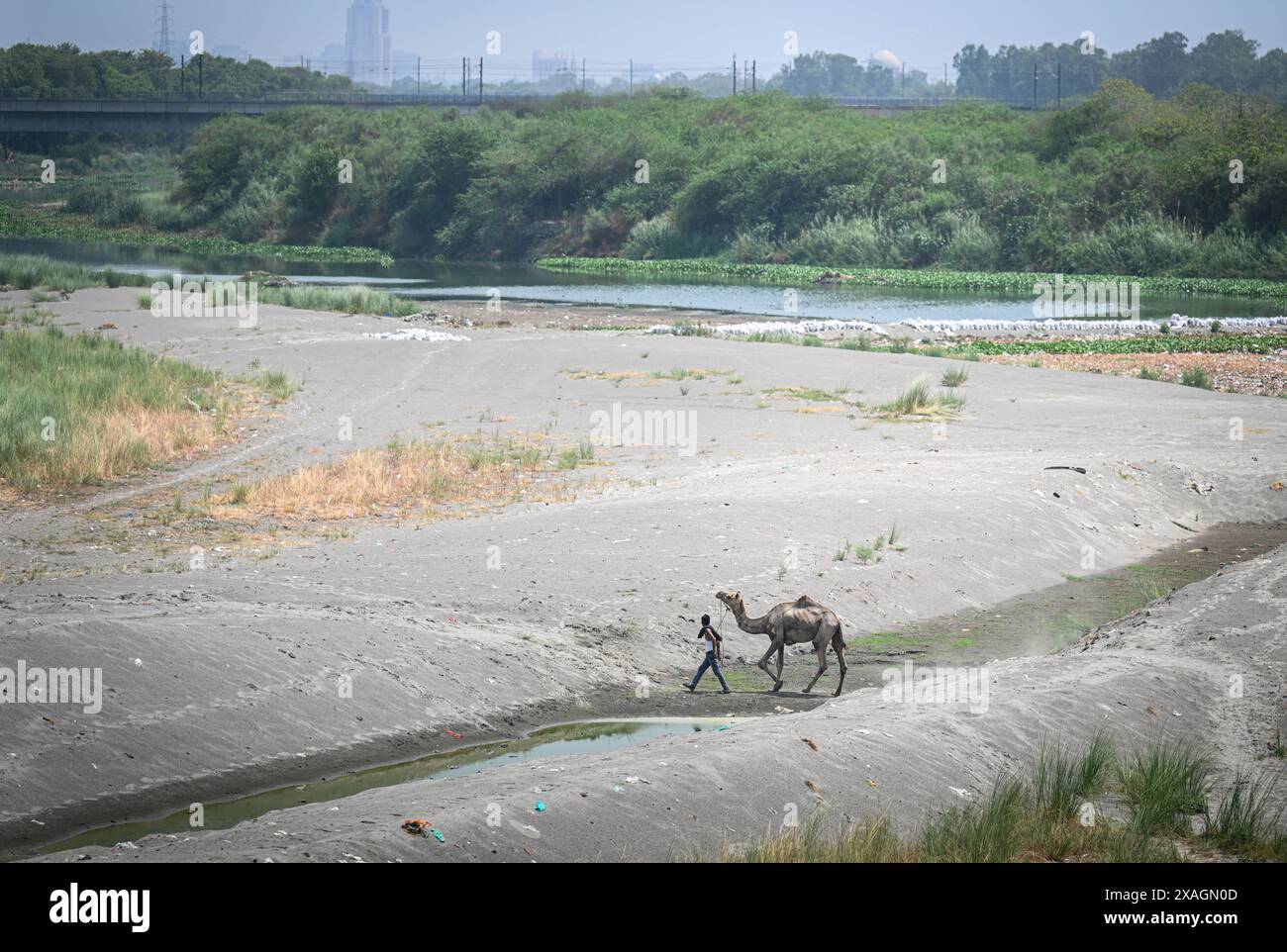 NEW DELHI, INDIA - JUNE 6: A view of Yamuna River as the water gets ...