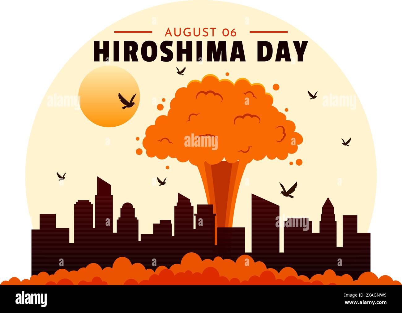 Hiroshima Day Vector Illustration for August 6th featuring a Peace Dove ...