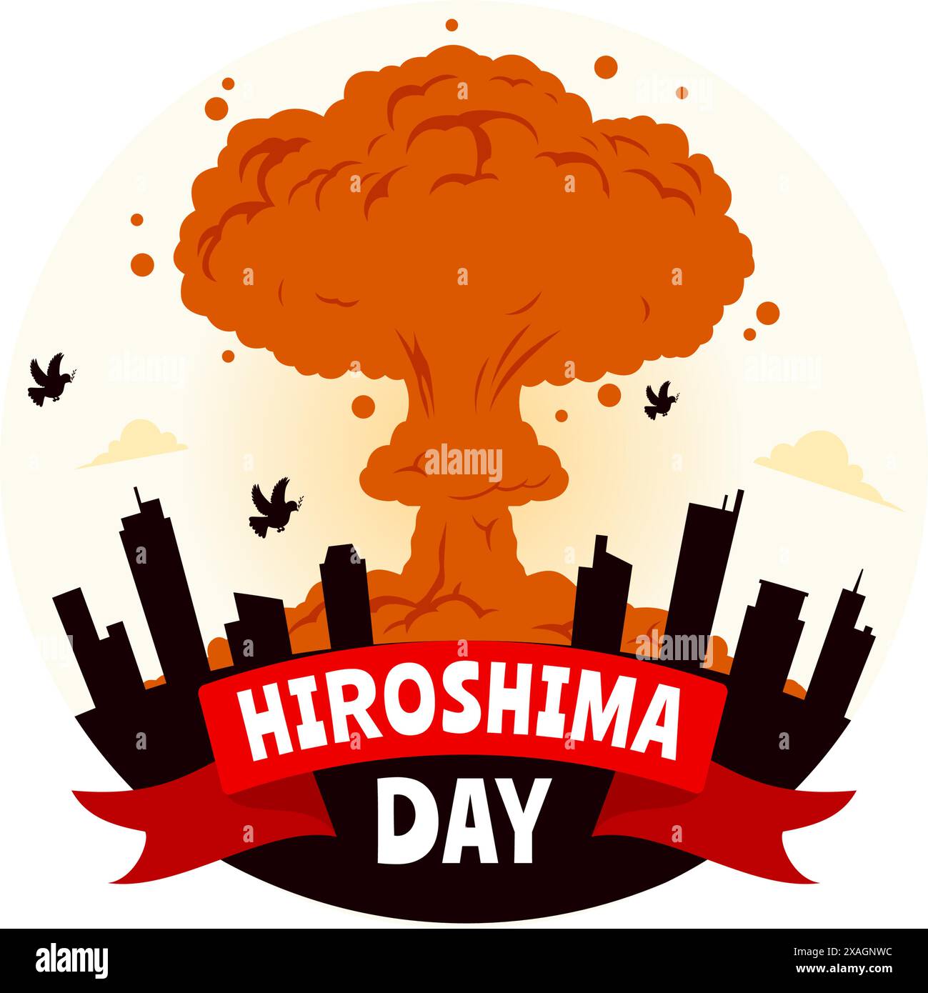 Hiroshima Day Vector Illustration for August 6th featuring a Peace Dove ...