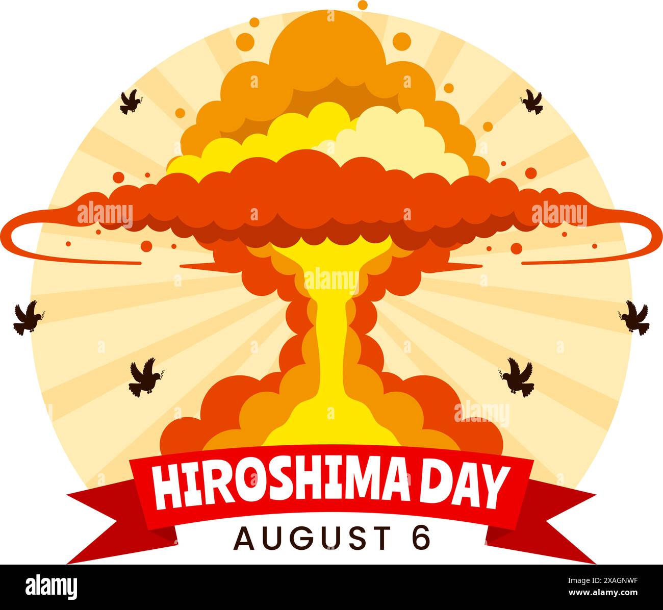 Hiroshima Day Vector Illustration for August 6th featuring a Peace Dove ...