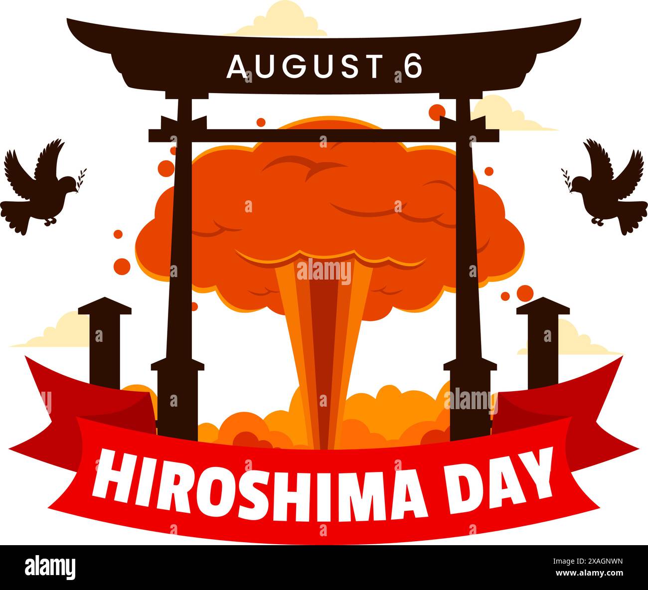 Hiroshima Day Vector Illustration for August 6th featuring a Peace Dove ...