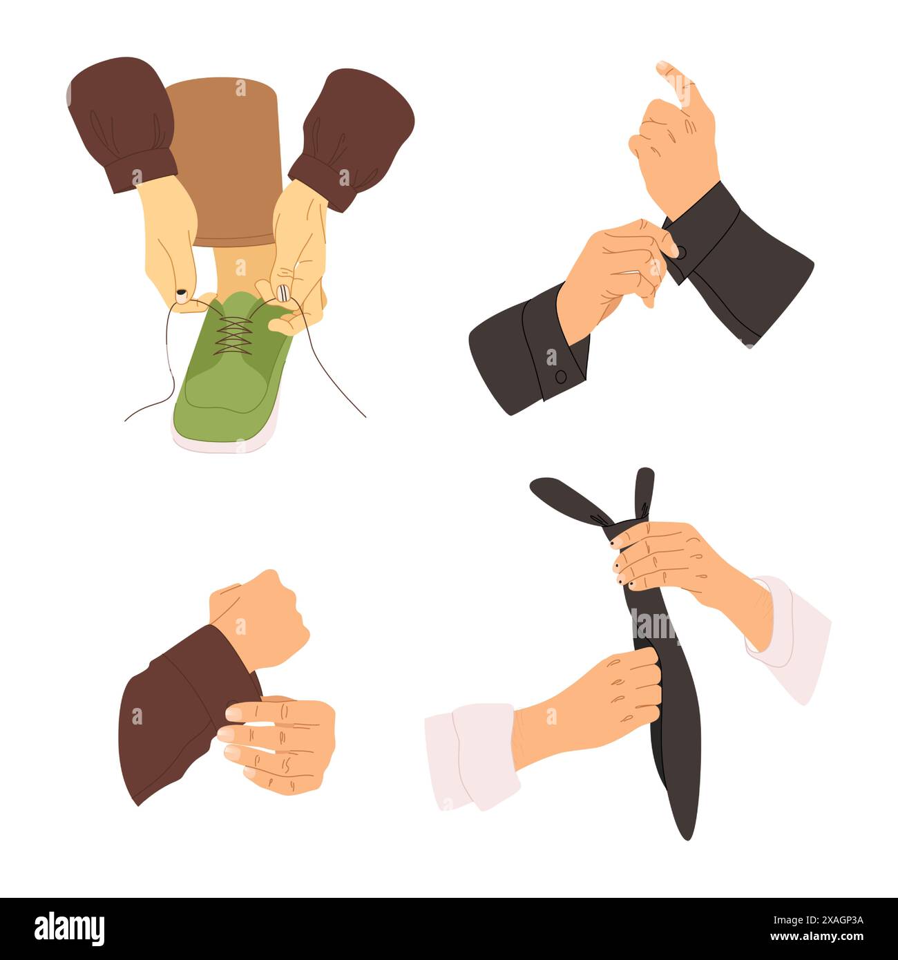 Set of male hands with painted nails. Vector illustration. Male ...