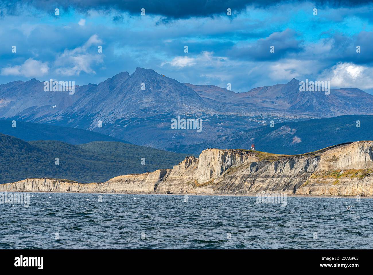 View of the coast of the Beagle Channel east of Ushuaia, Argentina ...