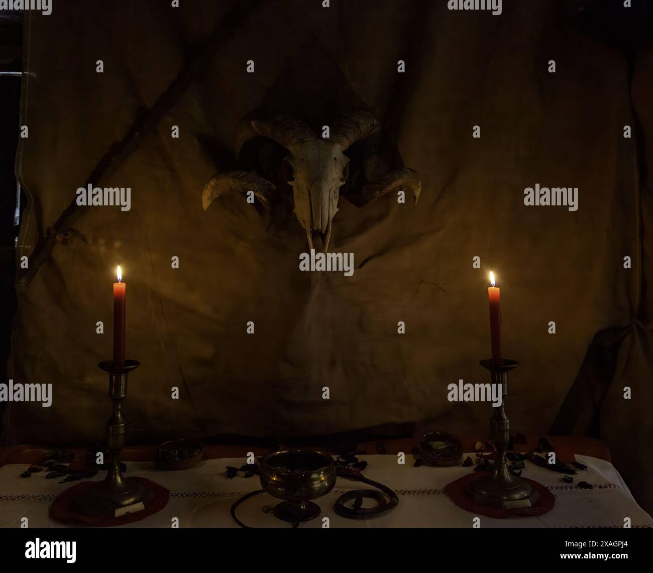 Altar detail for satanic and black magic rituals Stock Photo - Alamy