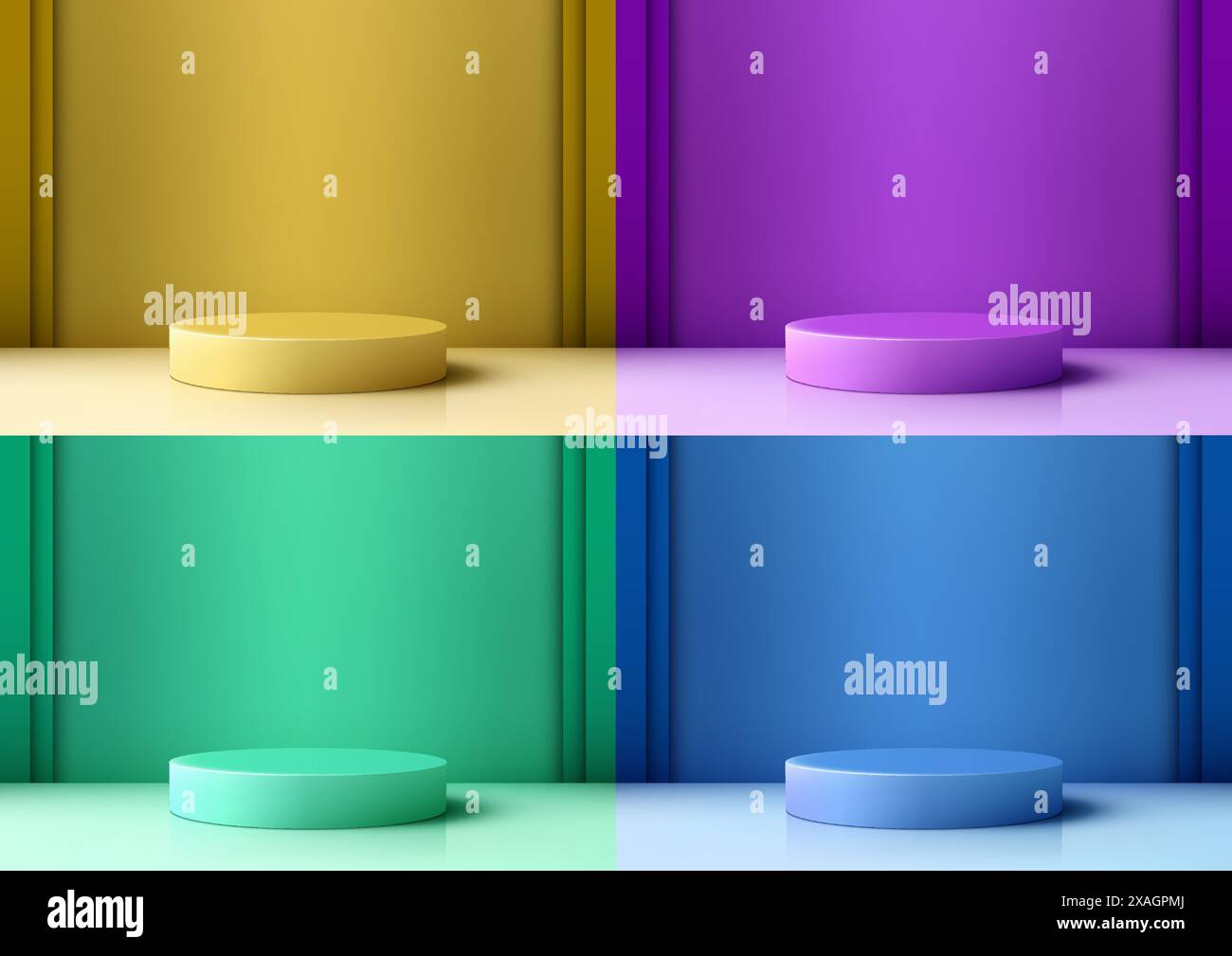 3D Round Vibrant Podium in Studio Room for Modern Product Display and ...