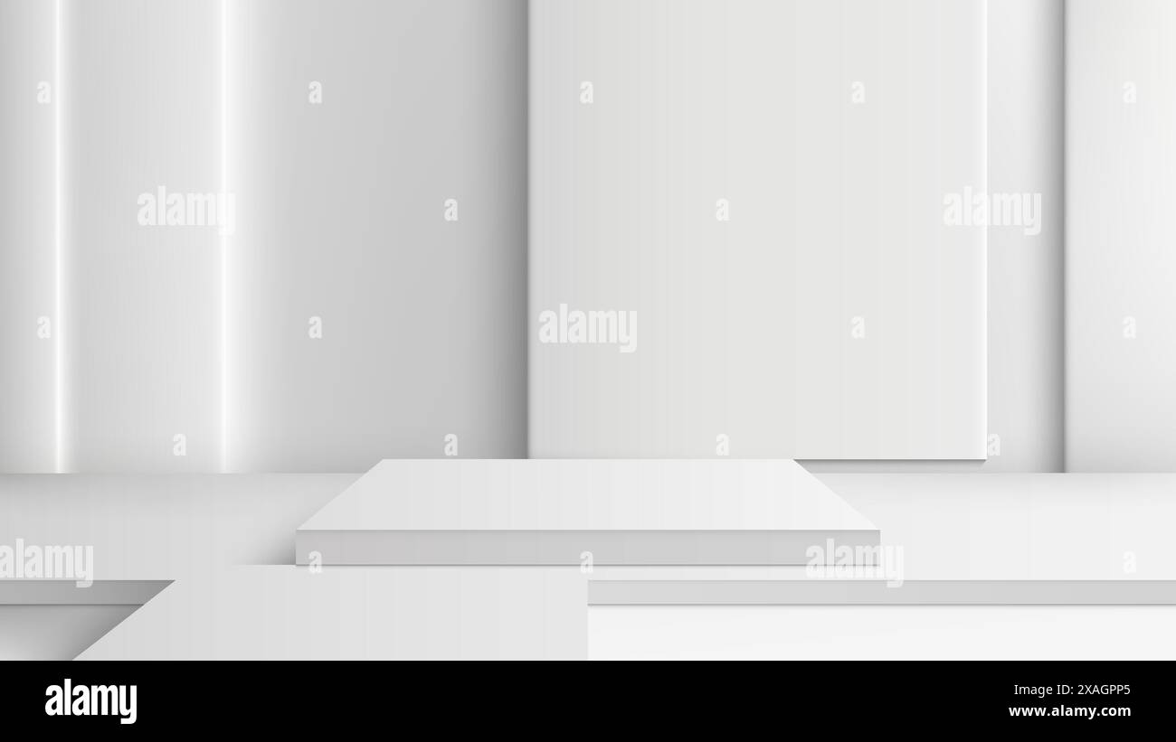 Minimalist 3D White Podium Stage with Geometric Wall for Product Display Stock Vector Image ...