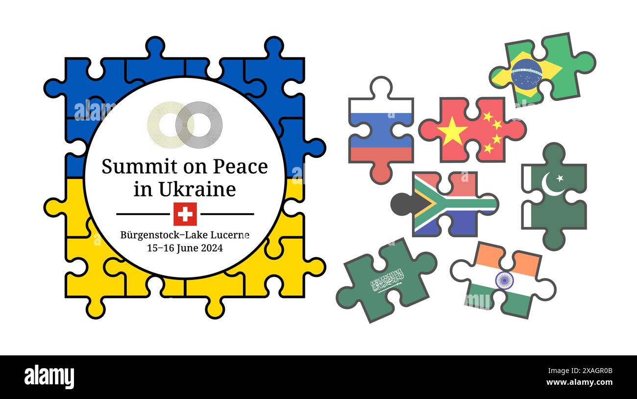 June 15, 16, 2024 Peace Summit in Ukraine. Summit logo Stock Photo - Alamy