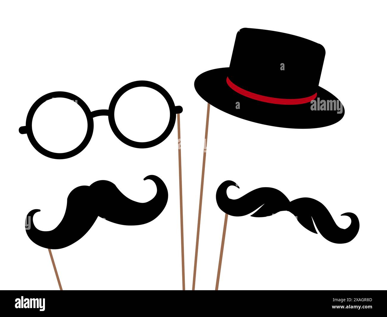 mustache mask with stick photo booth prop masquerade moustache and hat ...