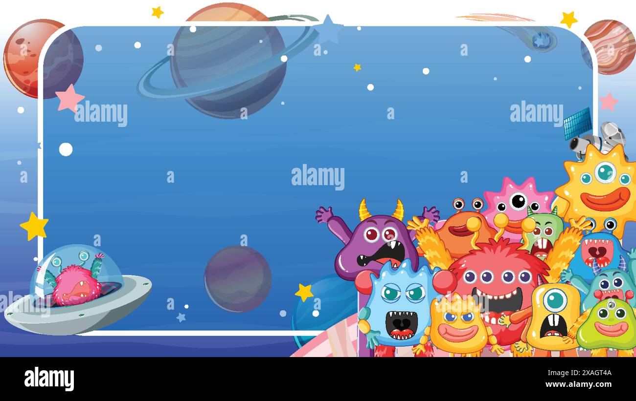 Cute monsters exploring outer space together Stock Vector Image & Art ...