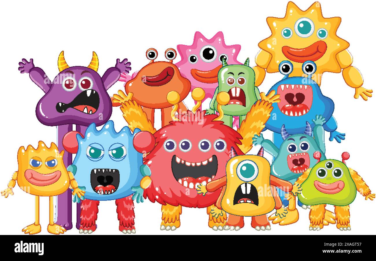 A group of cheerful, colorful cartoon monsters Stock Vector Image & Art ...