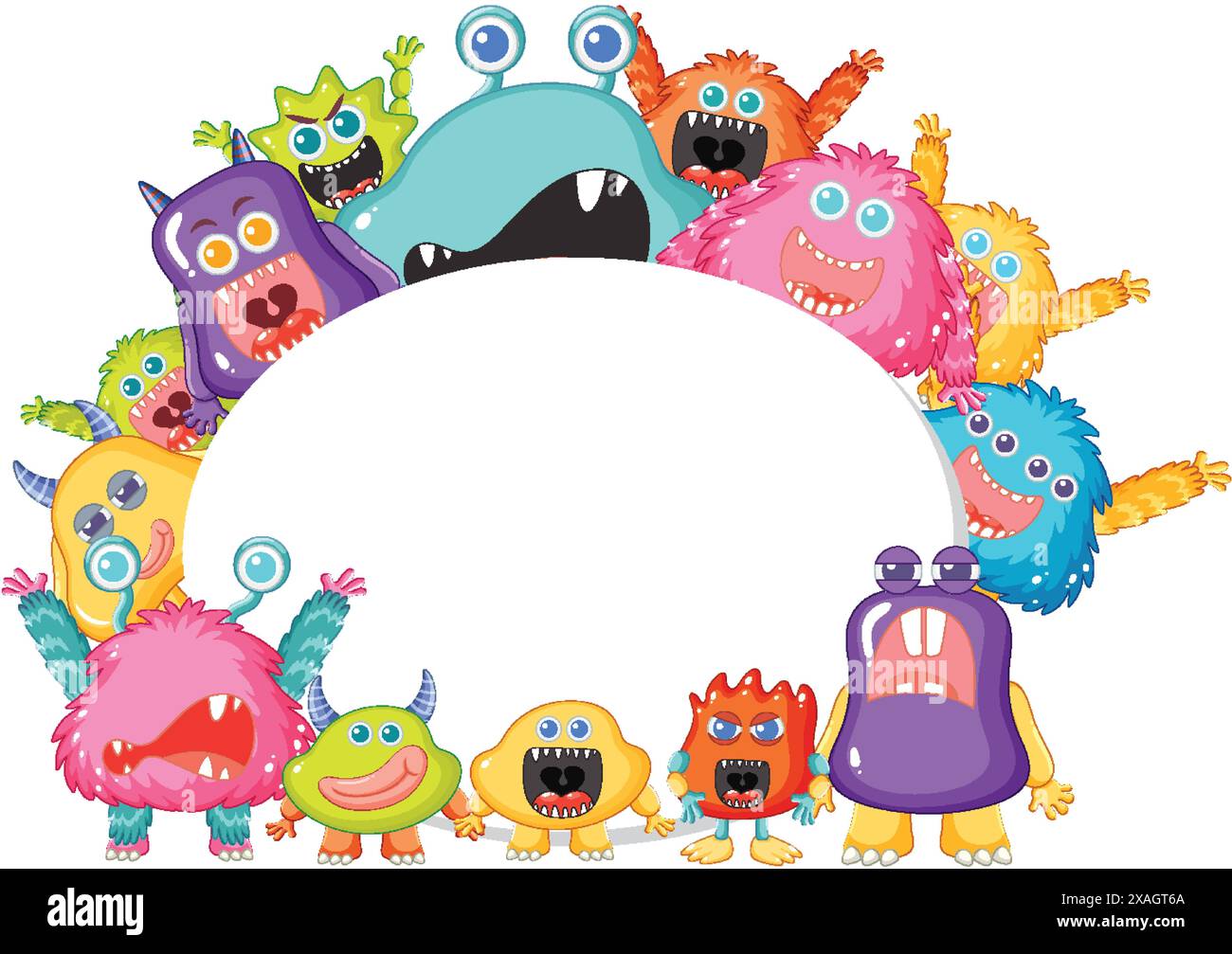 Cute monsters forming a circular frame Stock Vector Image & Art - Alamy