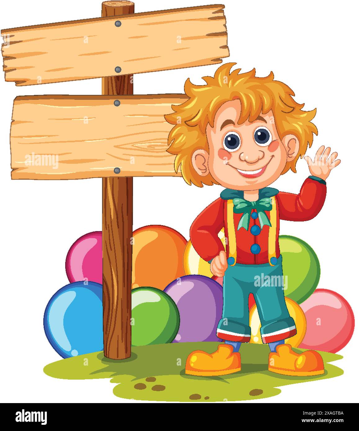 Happy boy waving near colorful balloons Stock Vector Image & Art - Alamy