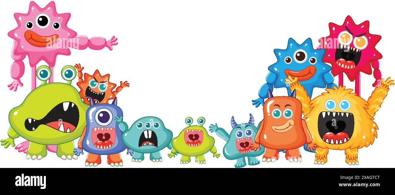 Cartoon illustration of funny monsters fantasy characters group hi-res ...