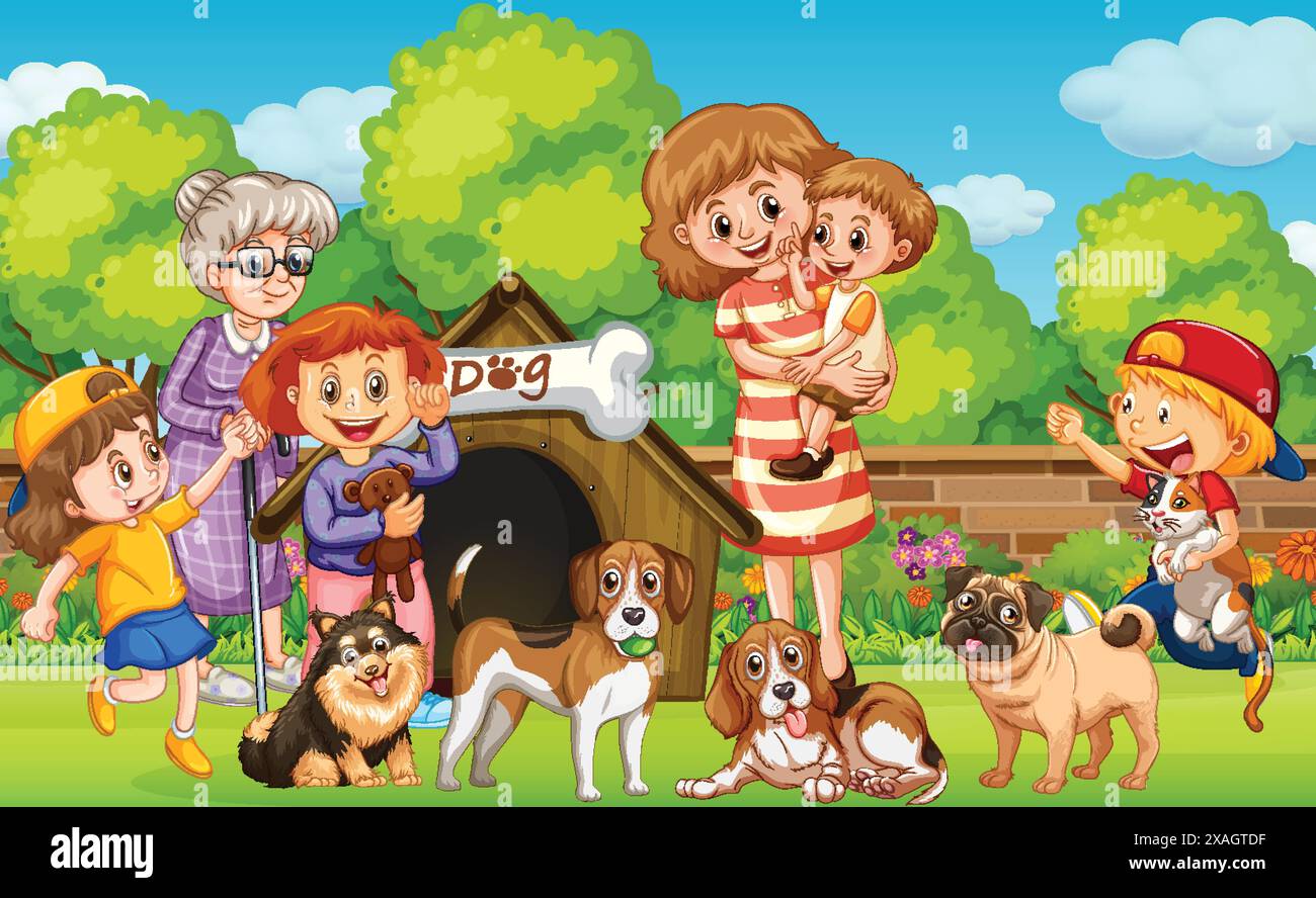 Children and pets day Stock Vector Images - Alamy