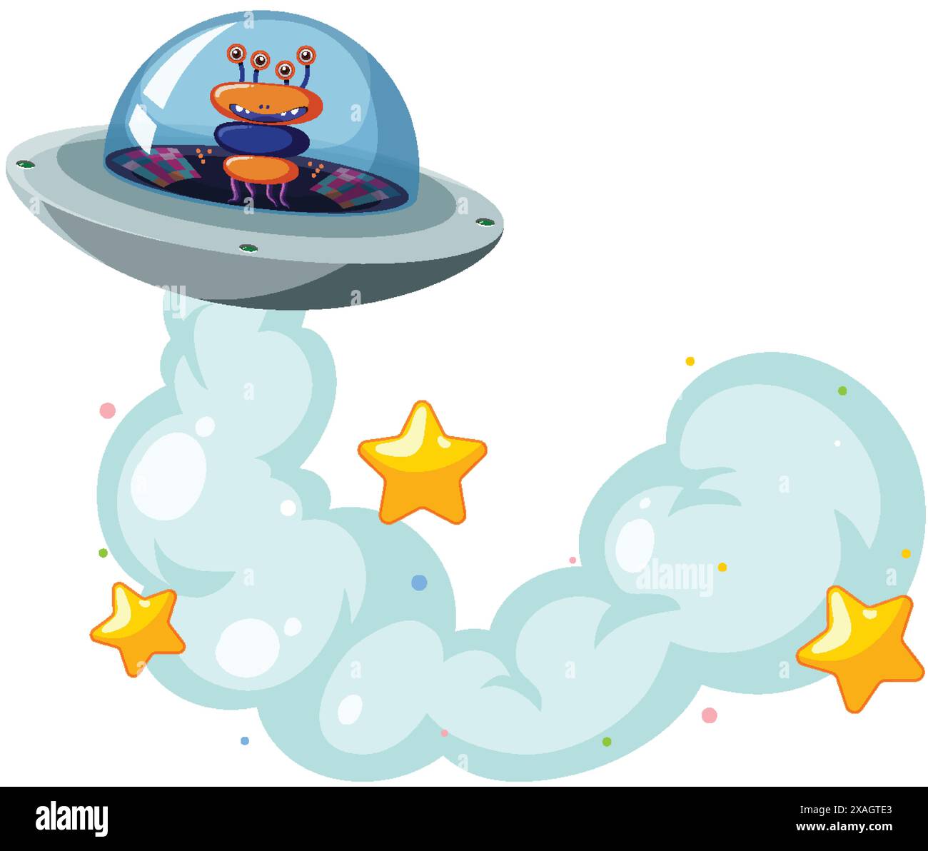 Alien in spaceship with stars and smoke trail Stock Vector Image & Art ...