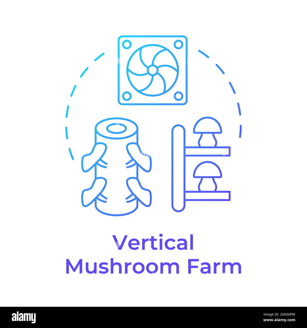 Vertical mushroom farm blue gradient concept icon Stock Vector Image ...