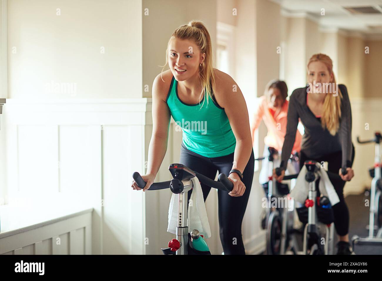 Aerobic cycling class trainer hi-res stock photography and images - Alamy