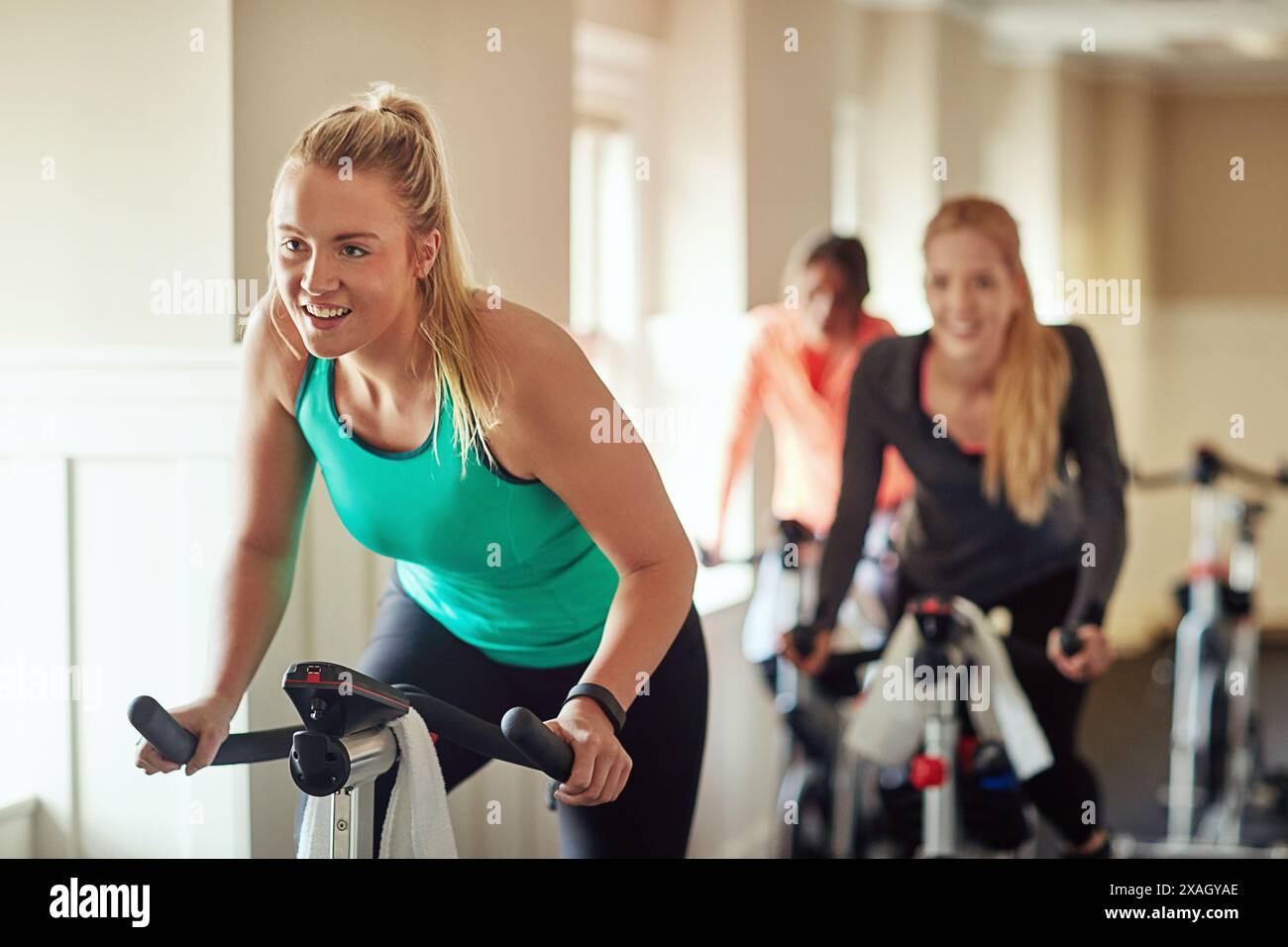 Aerobic cycling class trainer hi-res stock photography and images - Alamy