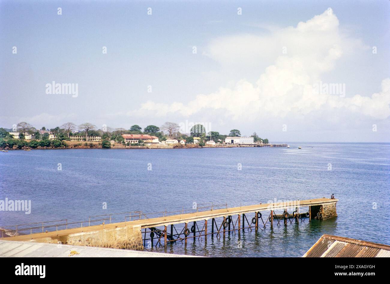 Coastal view with jetty Freetown, Sierra Leone, west Africa 1963 Stock ...