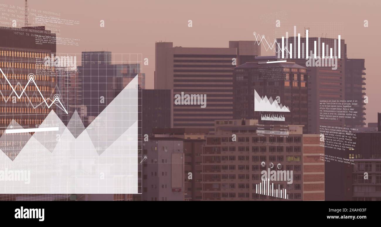 Image Of Screens With Data Processing Against Aerial View Of Cityscape