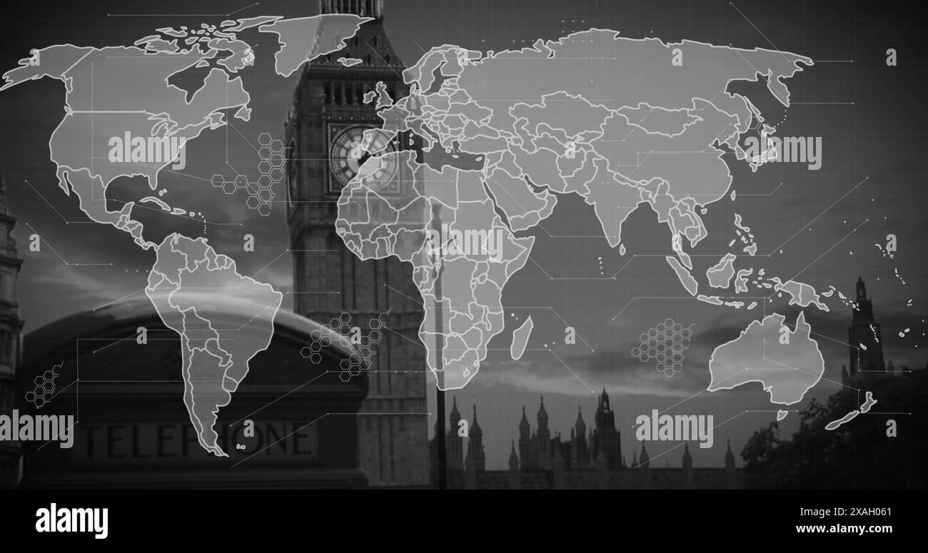 Image of dna strand spinning and data processing over african american ...