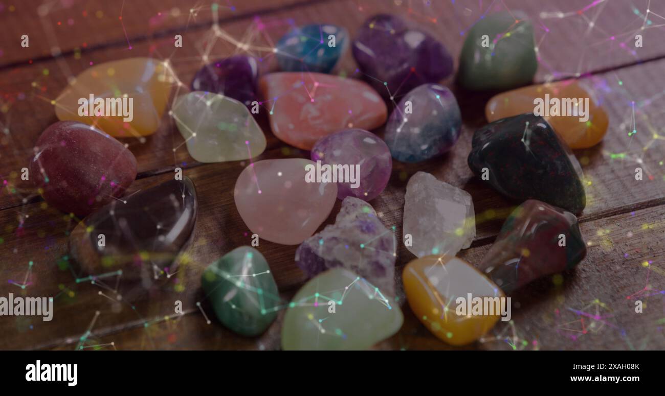 Image of shapes and light spots over colourful stones, copy space Stock ...