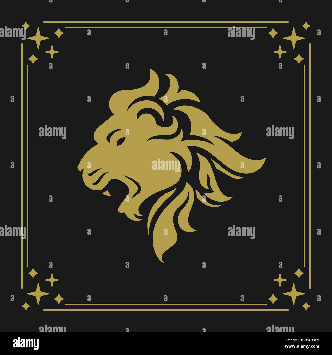 Leo zodiac sign horoscope astrology vintage card golden symbol with ...