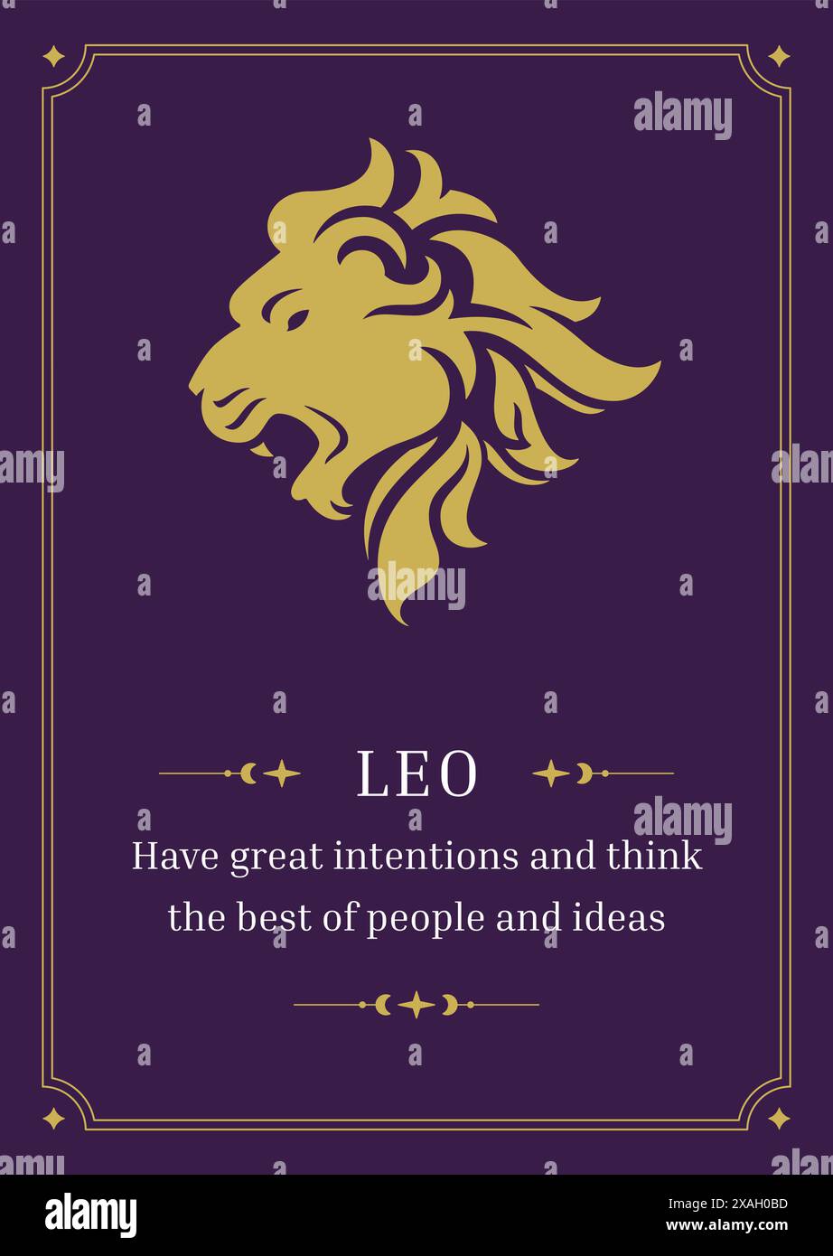 Leo zodiac horoscope astrology symbol with description purple vintage ...