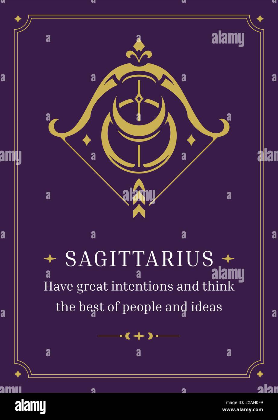 Sagittarius zodiac horoscope symbol arrow bow archery purple vintage ...