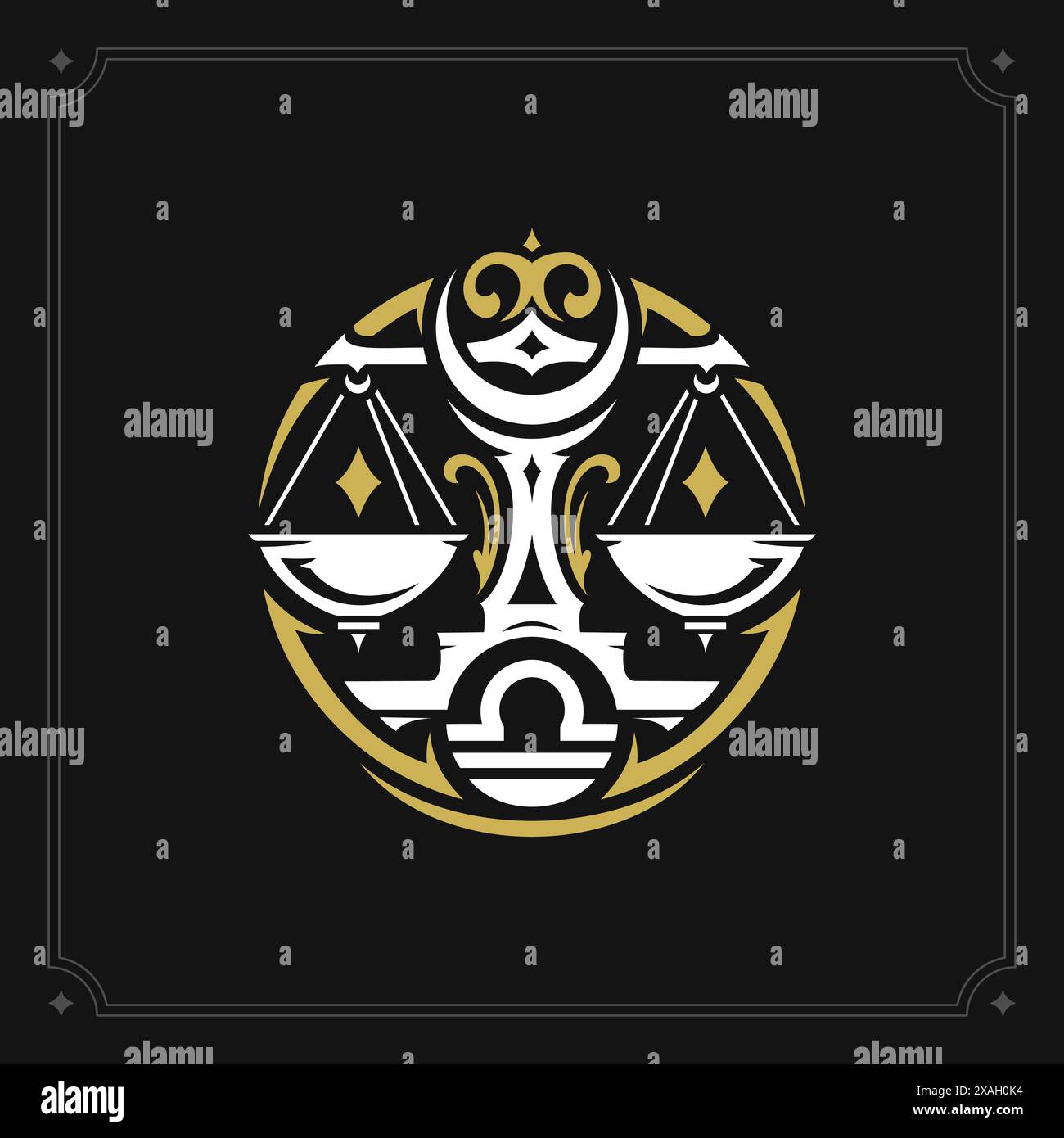 Libra zodiac symbol vintage art deco horoscope ornament black card ...