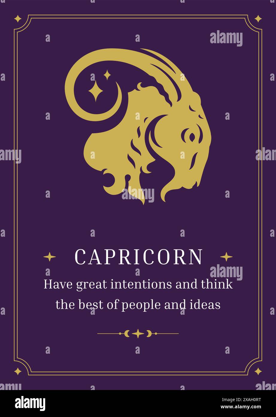 Capricorn zodiac symbol astrology horoscope vintage purple poster ...