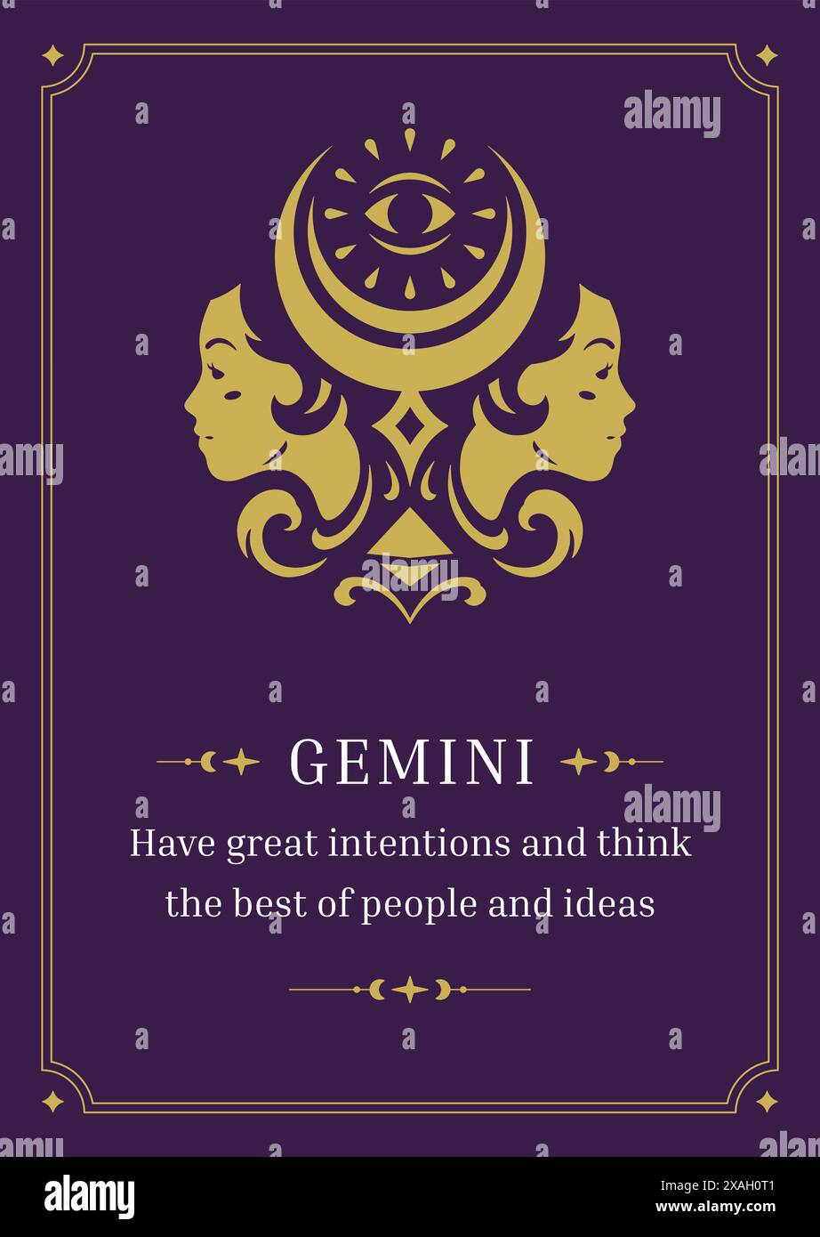 Gemini zodiac horoscope astrology description text vintage poster ...