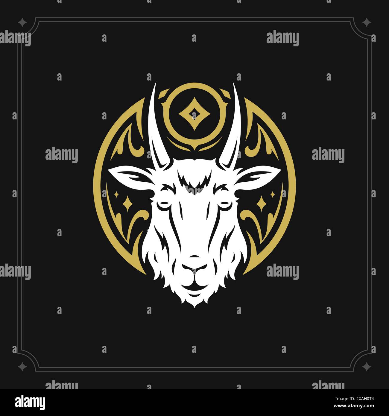 Capricorn zodiac art deco symbol horoscope occult horned goat black ...