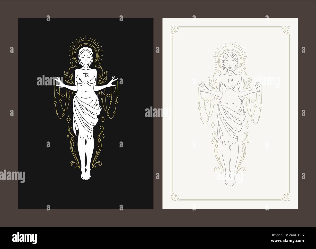 Virgo zodiac antique woman goddess celestial esoteric prediction line ...