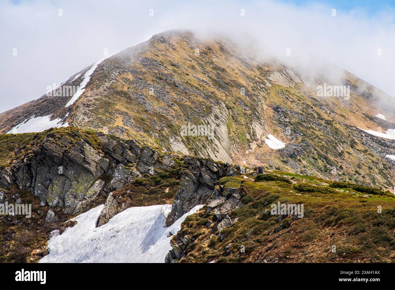 Landscape with Mount Hoverla hanging peak of the Ukrainian Carpathians against the background of ...