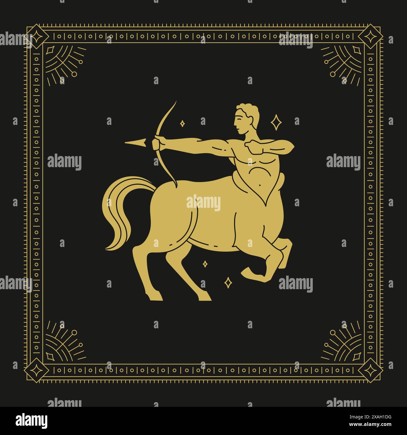 Sagittarius zodiac archery centaur astrology antique line art deco ...