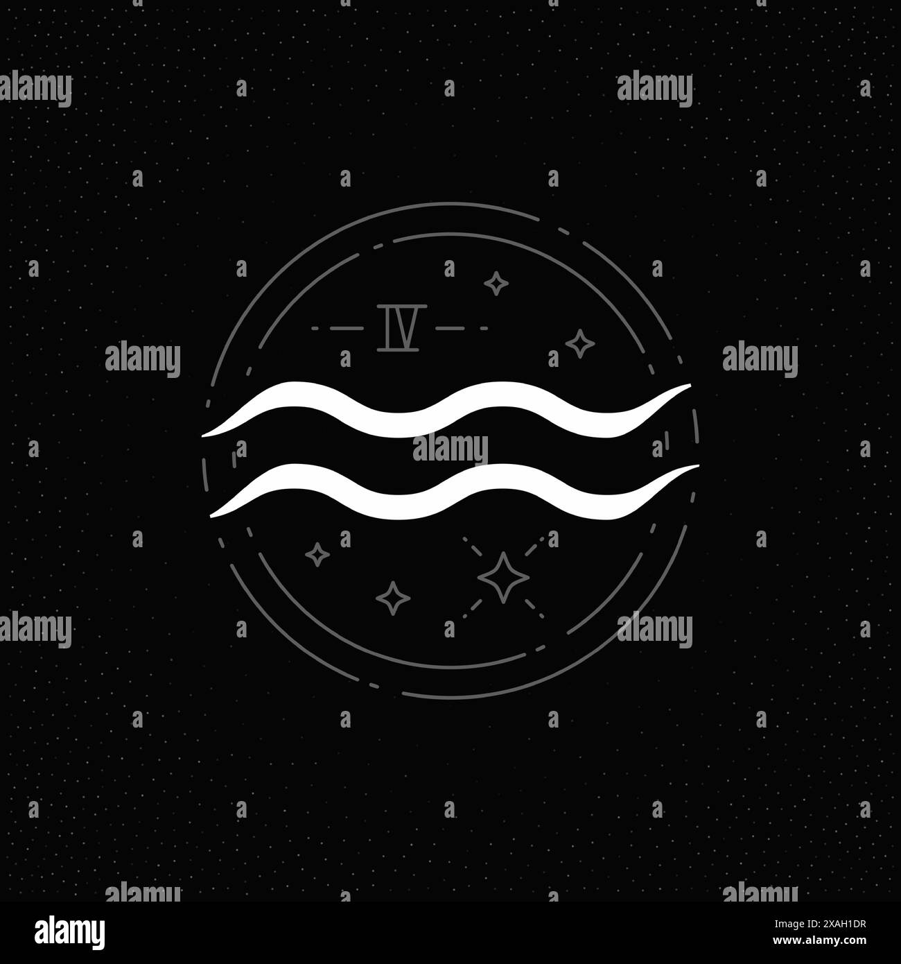 Aquarius zodiac symbol curved water wave line art logo decorative ...