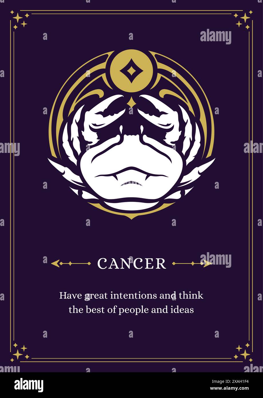 Cancer zodiac horoscope symbol future prediction purple vintage poster ...
